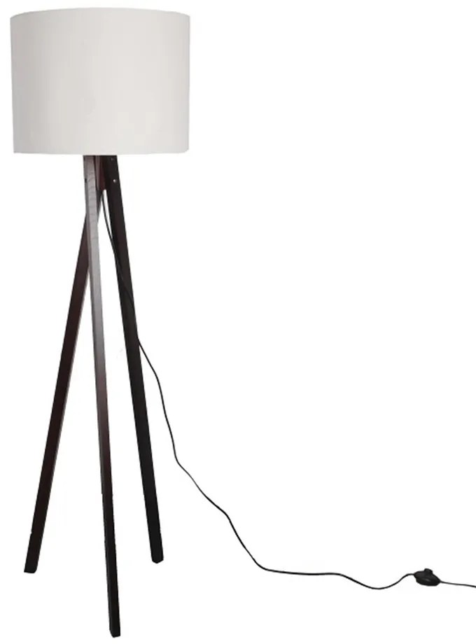 Stojací lampa, bílá / dřevo černé, LILA Typ 9