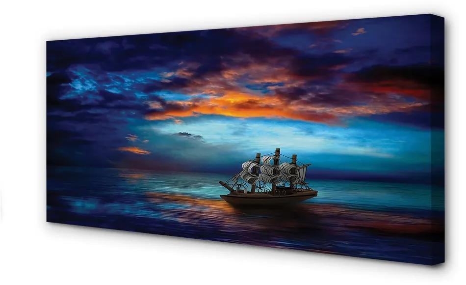 Obrazy na plátně Zataženo mořská loď večer 120x60 cm