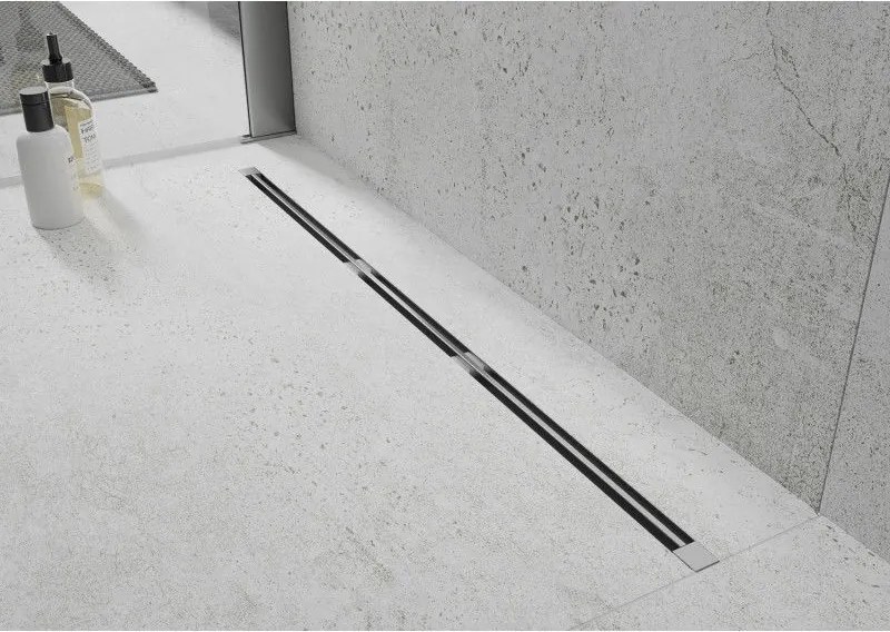 Mexen Flat Super Slim, super tenký odtokový žlab s 360° rotačním sifonem 150 cm, nerez, 1051150