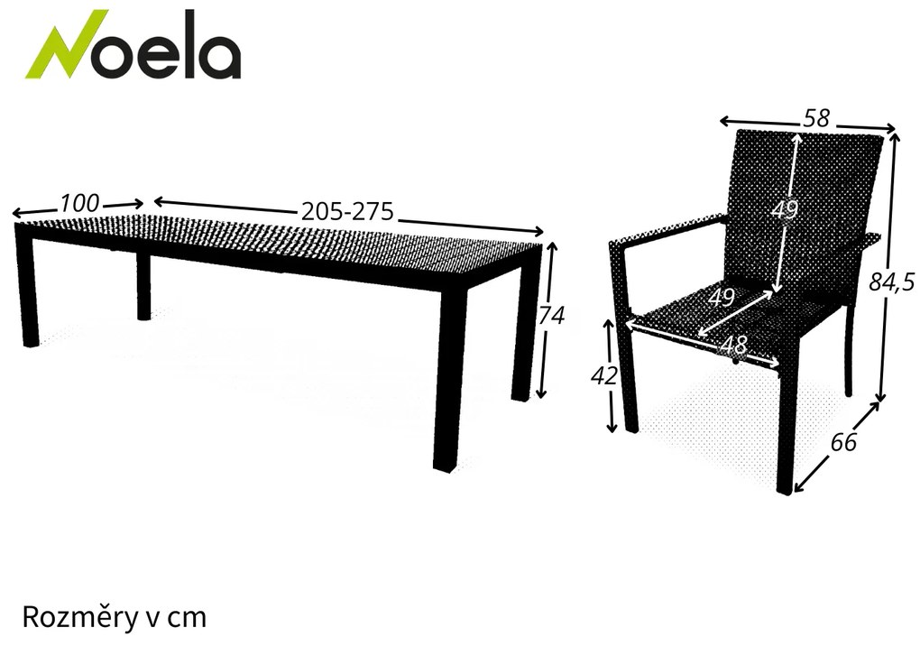 Noela Zahradní jídelní set Grande Pasto + 8x ratanová židle Wicker Pat