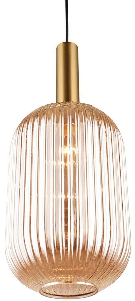 Toolight Skleněná závěsná stropní lampa oranžová APP458-1CP