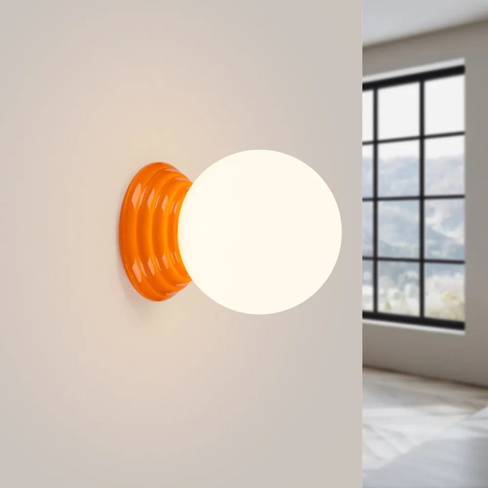 Oranžové keramické nástěnné svítidlo ø 12 cm Farsa – Sollux