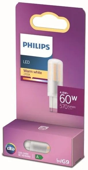 Philips 8718699774073 led žárovka kapsle 1x4,8w | g9 | 570lm | 2700k - teplá bílá