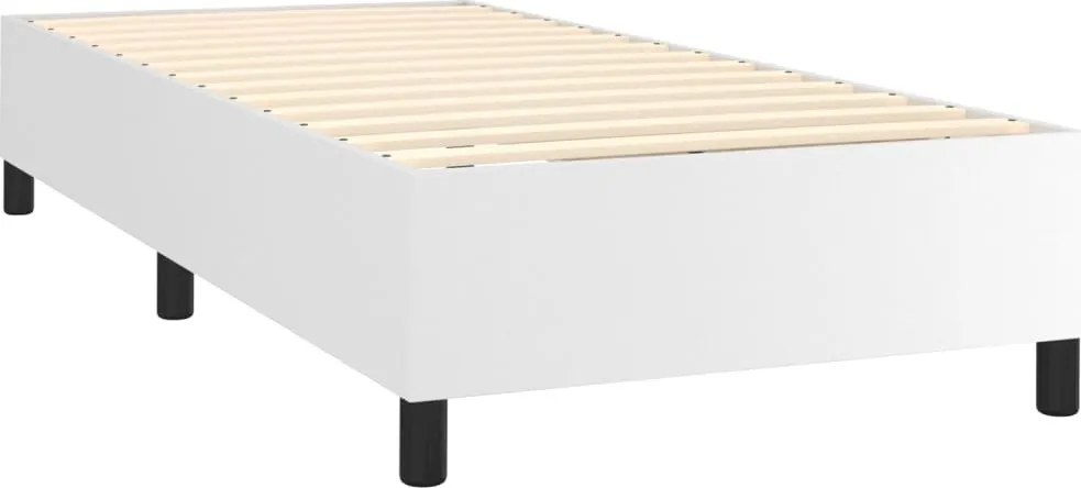 vidaXL Box spring postel s matrací 90x190 cm umělá kůže [3142696] Barva: Bílá