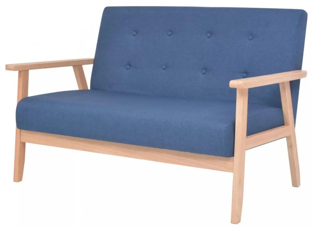 Dvoumístná sedačka textil / dřevo Dekorhome Modrá