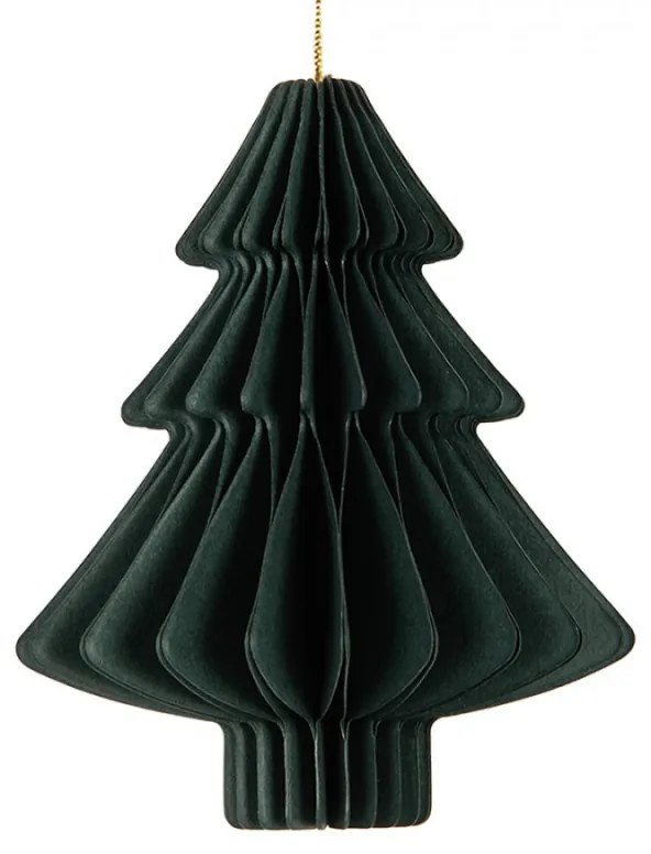 Zelená vánoční ozdoba z papíru stromeček Harmonic IV – 10 cm