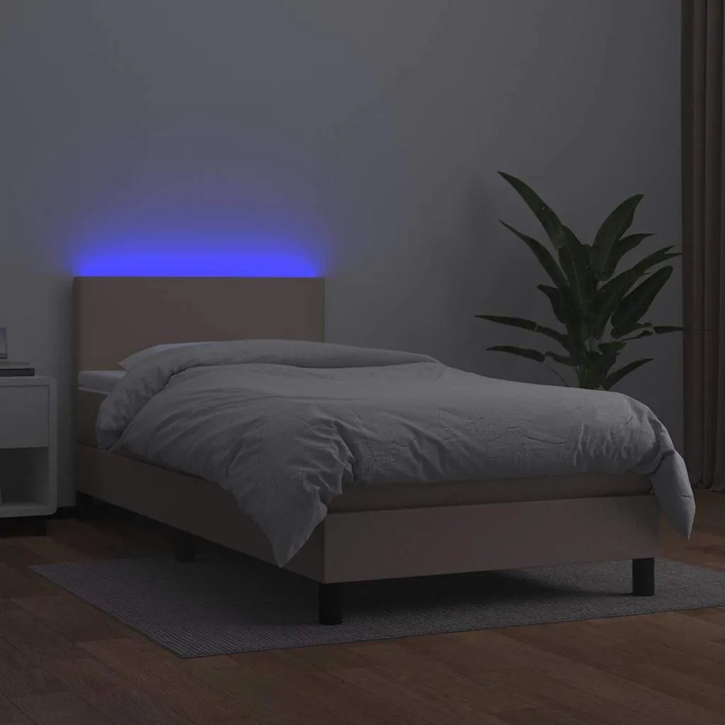 Box spring postel matrace a LED cappuccino 100x200cm umělá kůže 3134092