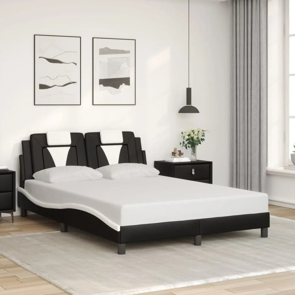 Rám postele Viana bez matrace černý a bílý 140 x 200 cm umělá kůže 3208101