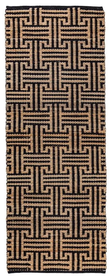 Černý/v přírodní barvě ručně tkaný běhoun s příměsí juty 80x230 cm Meander Jute – Flair Rugs