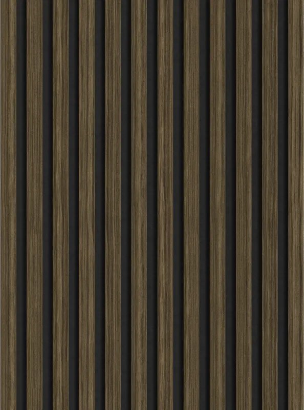 Mexen Lam-F, akustické stěnové lamely 275 × 30 cm, plstěný podklad 8 mm, technická dýha, eben královský, S105-275307-3015-020