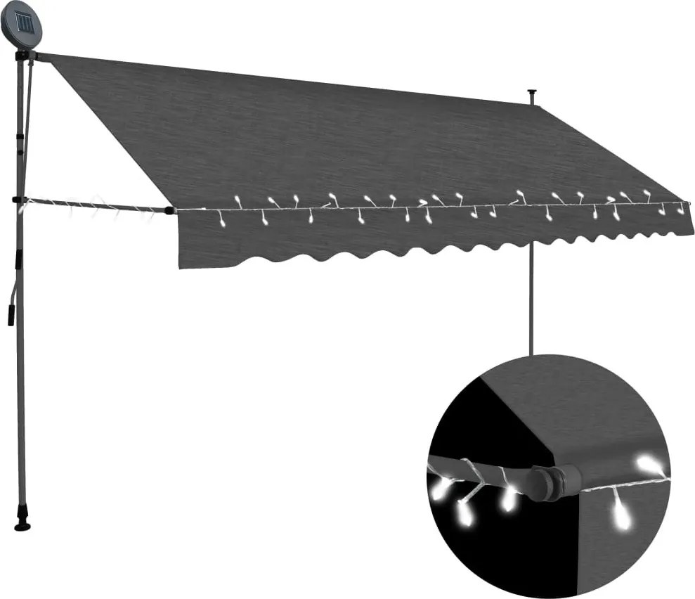 vidaXL Ručně zatahovací markýza s LED světlem 400 cm [145847] Barva: Modrá