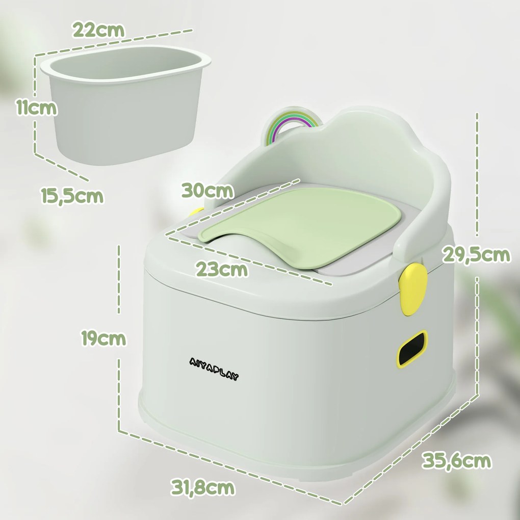 AIYAPLAY dětský nočník 3 v 1, odnímatelný dětský nočník, nočník s držadly, pro děti od 6 do 72 měsíců, nosnost do 50 kg, plast, imitace kůže, šedý