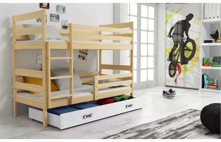 Dětská patrová postel ERYK 90x200 cm - borovice Zelená