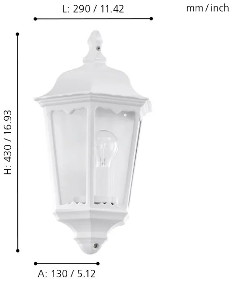 Eglo 93448 - Venkovní nástěnné svítidlo NAVEDO 1xE27/60W/230V IP44