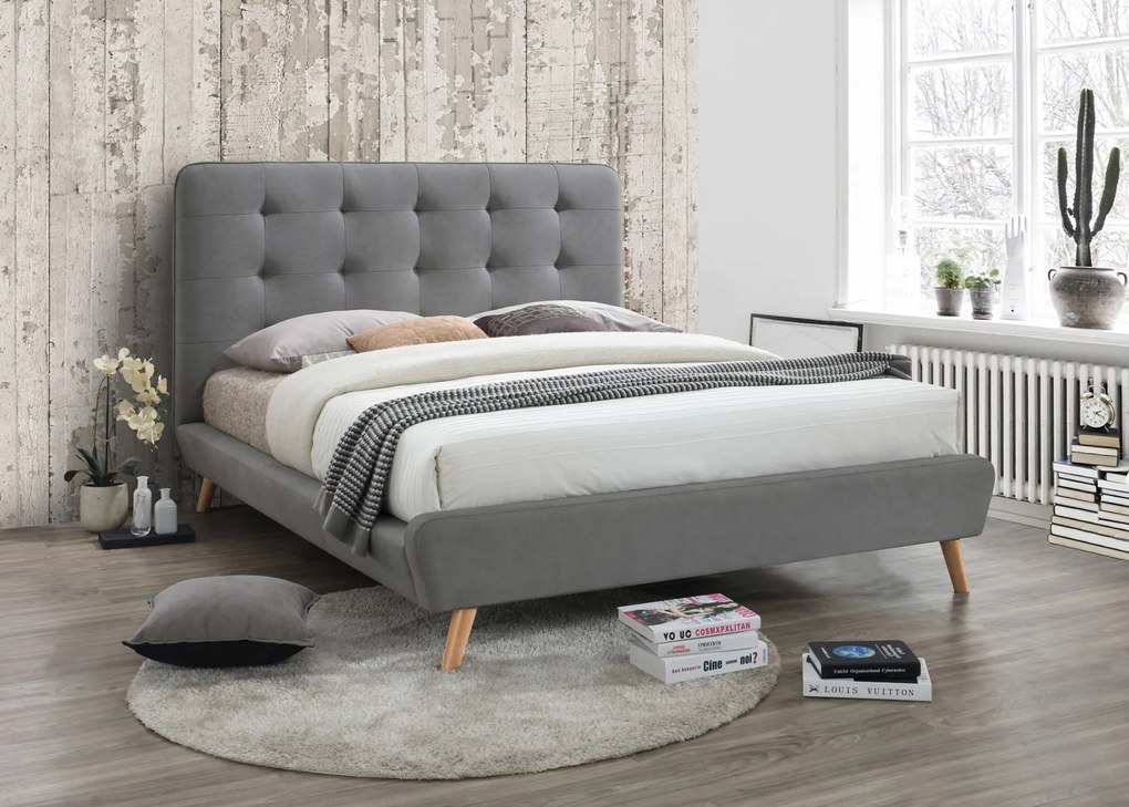 Čalouněná postel TIFFANY 160x200 cm, šedá Matrace: bez matrace
