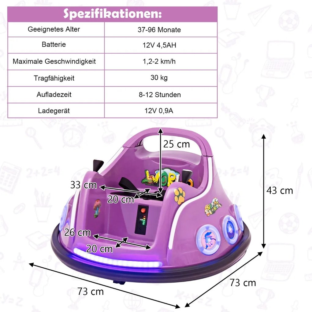 Costway 12 V Dětské nárazníkové auto 360 Otočení stupňů s hudbou a světly