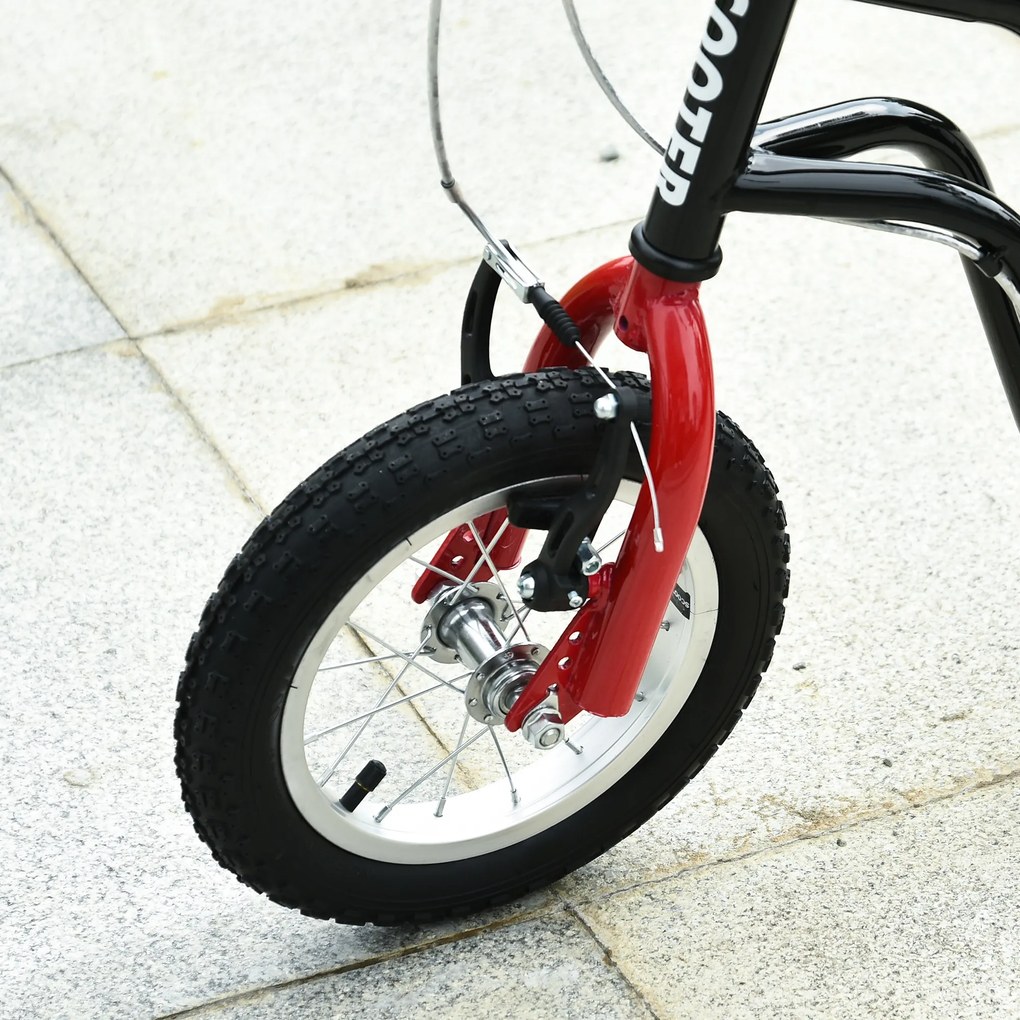 HOMCOM Dětská koloběžka Scooter Městská koloběžka od 5 let s 12palcovými pneumatikami v černé barvě 120x58x75-80 cm pro bezpečnou zábavu při jízdě | …