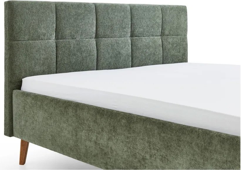 Khaki čalouněná dvoulůžková postel s úložným prostorem s roštem 180x200 cm Nova – Meise Möbel