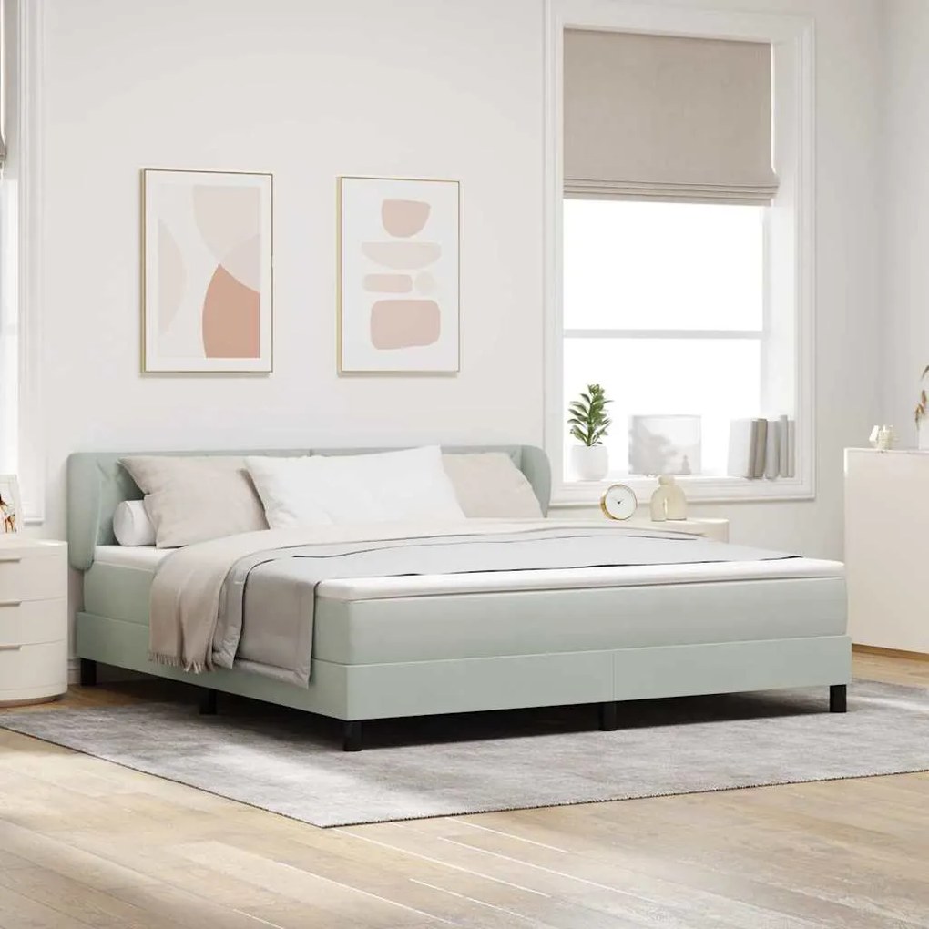 Postel s boxspringem s čelo Světle šedá 180 x 200 cm samet 3340454