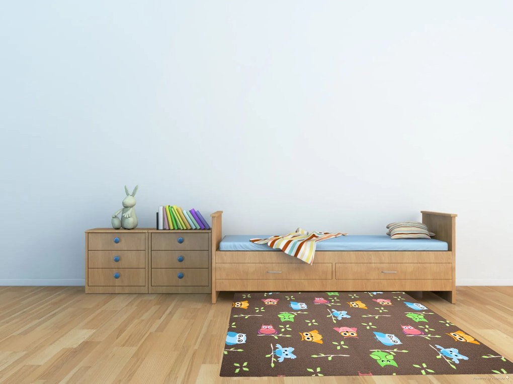 Vopi koberce Dětský kusový koberec Sovička 5251 hnědý - 160x240 cm