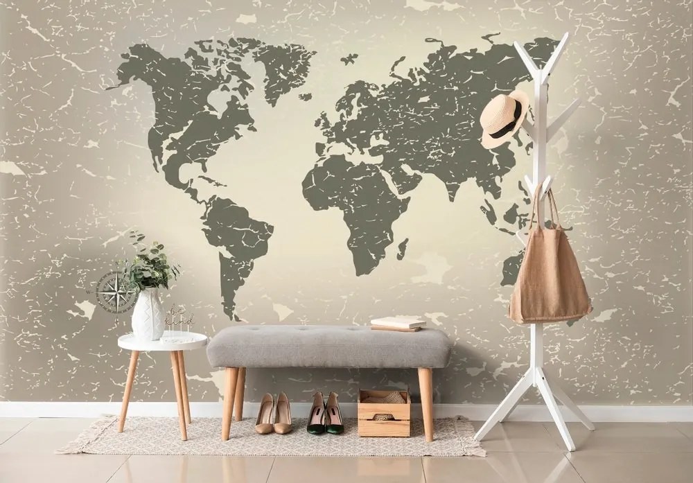 Samolepící tapeta stará mapa světa na abstraktním pozadí - 450x300 cm