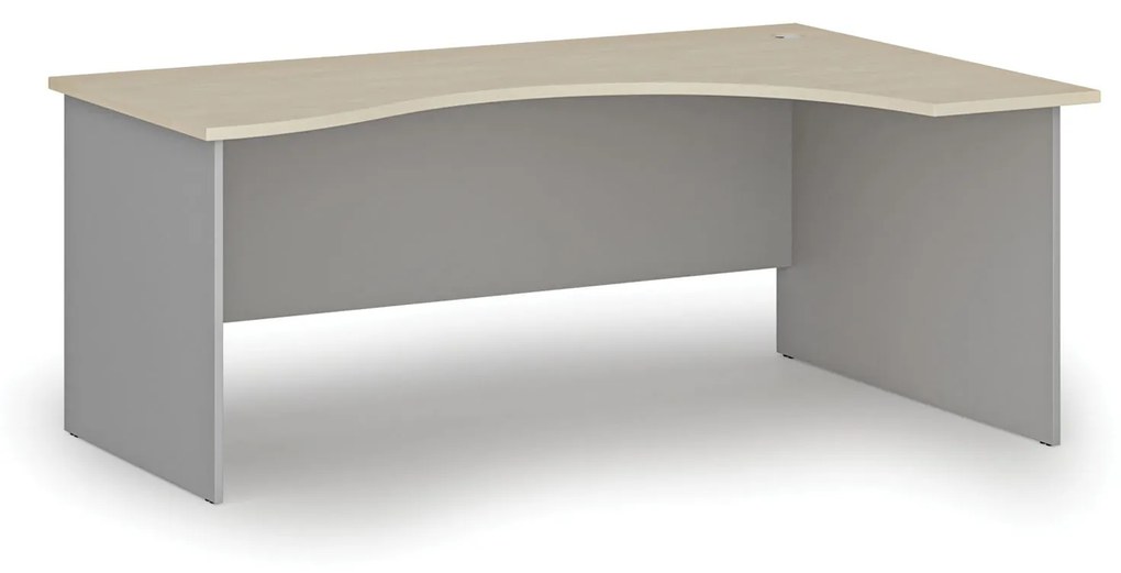 Ergonomický kancelářský pracovní stůl PRIMO GRAY, 1800 x 1200 mm, pravý, šedá/bříza