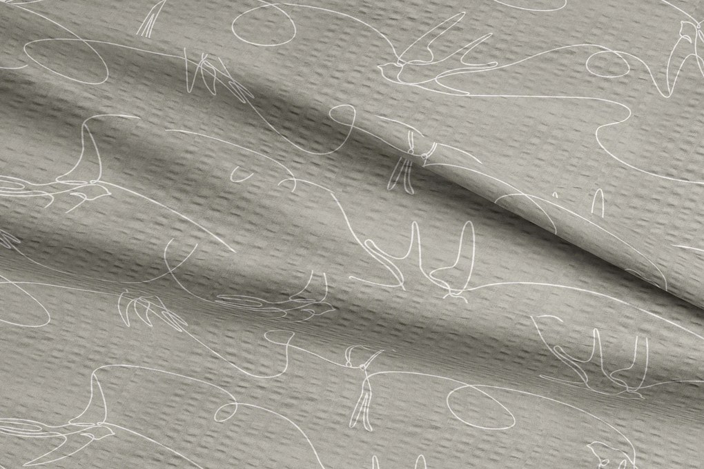 Krepové prodloužené povlečení Vlaštovky v letu - béžové Velikost: 140 x 220 + 70 x 90