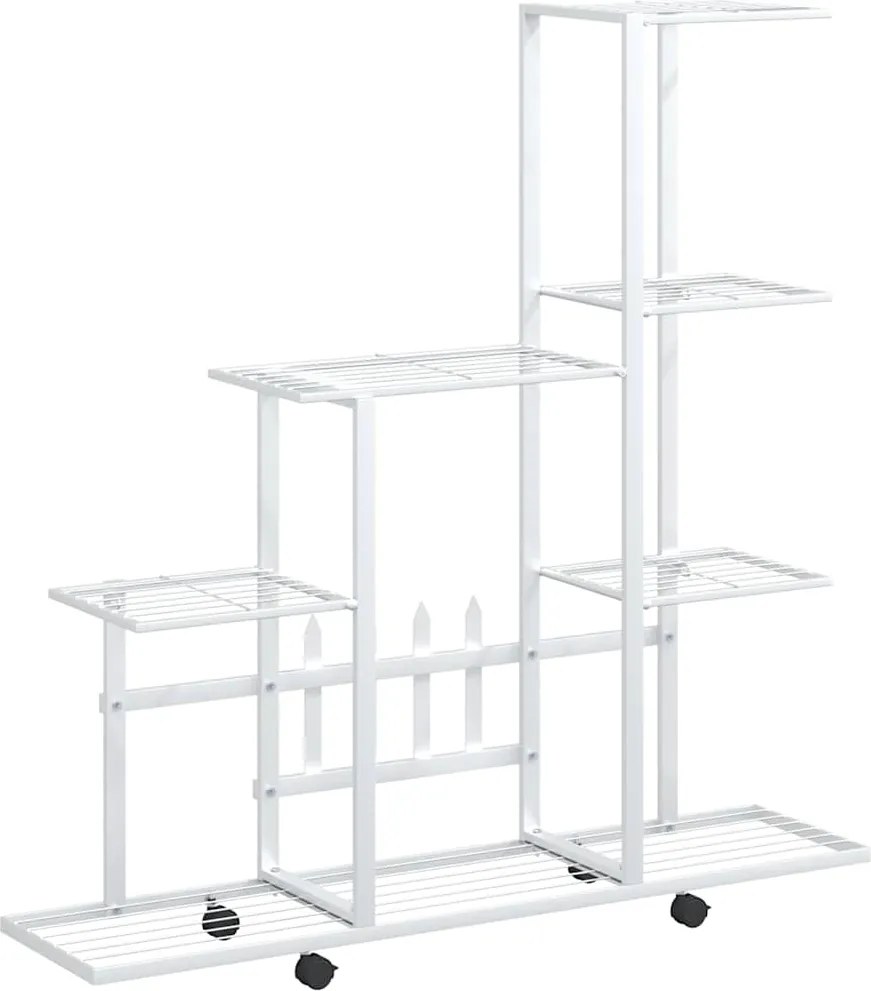 Stojan na květiny na kolečkách 94,5 x 25 x 92,5 cm bílý kov 336115