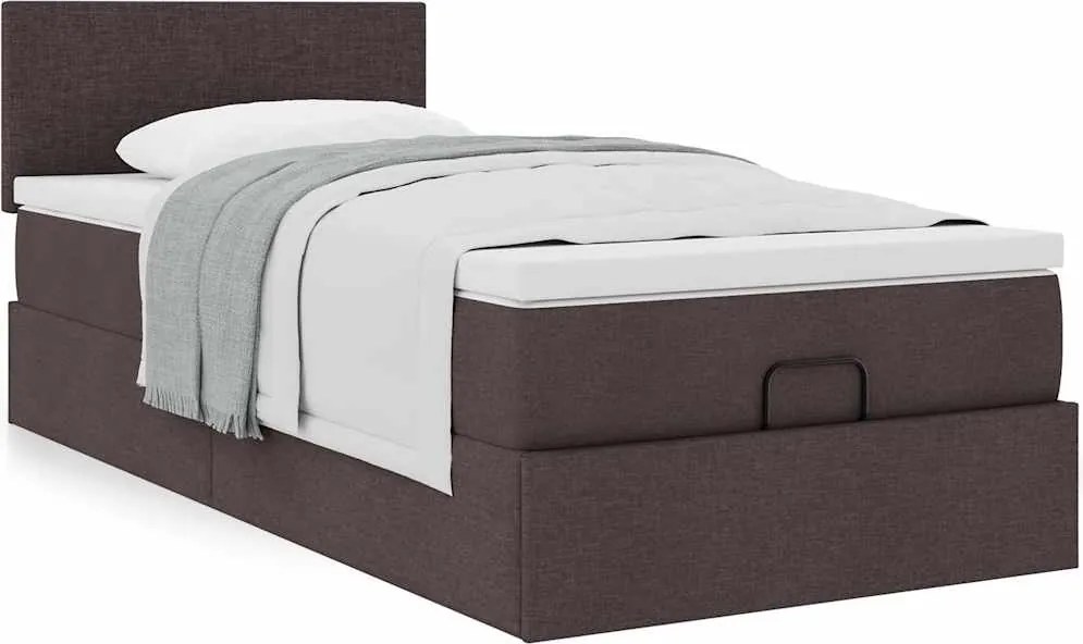 Osmanský postel s matrací tmavě šedá 90x200 cm textil 3311348