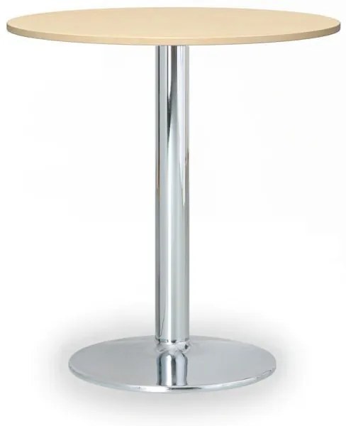 Konferenční stolek FILIP II, průměr 80 cm, chromovaná podnož, bříza