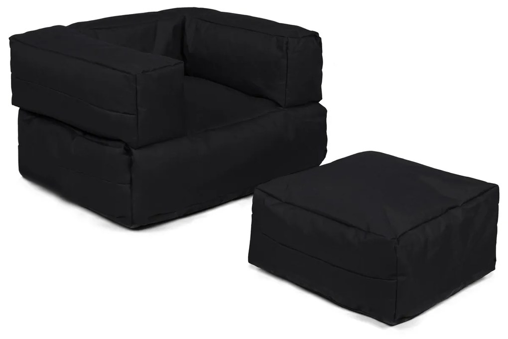 Atelier del Sofa Zahradní sedací vak Kids Single Seat Pouffe - Black, Černá