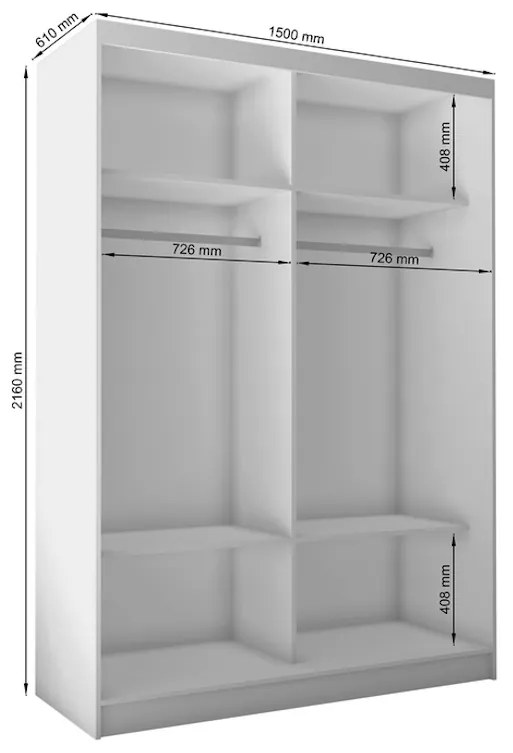 Expedo Skříň s posuvnými dveřmi a zrcadlem TARRA, černá, 200x216x61