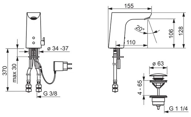 Hansa Bezdotyková (senzorová) umyvadlová baterie s technologií bluetooth HANSALIGNA, 230 / 9 V 6142209
