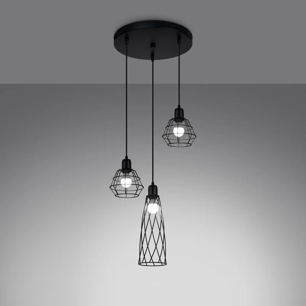 Sollux Lighting Závěsné svítidlo SUBA 3P černé