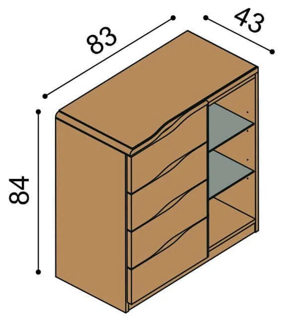 Komoda JELÍNEK ELEN H15 Z4N Materiál: Dub, Moření: Beige