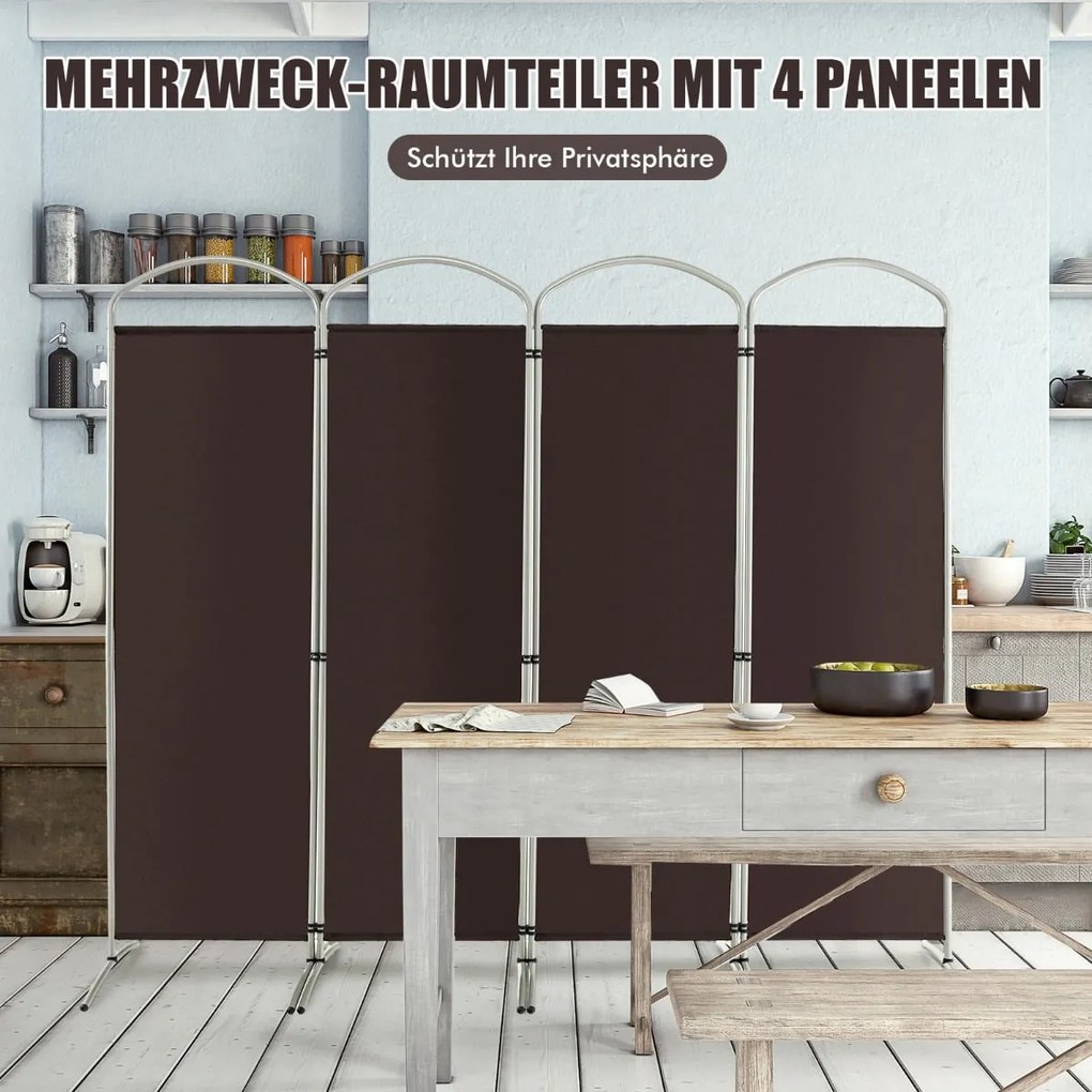 Costway Skládací 4panelový rozdělovač pro domácnost 221 x 51 x 188