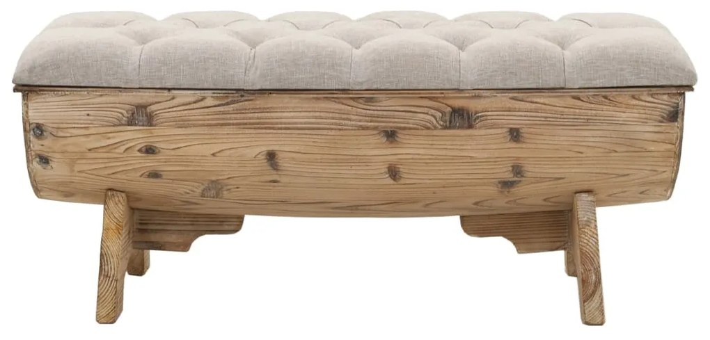 Úložná lavice z masivního dřeva a tkaniny 103 x 51 x 44 cm - Default Title