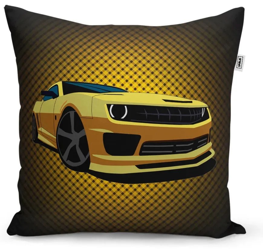 Sablio Polštář Chevrolet Camaro Žlutá mřížka - 50x50 cm