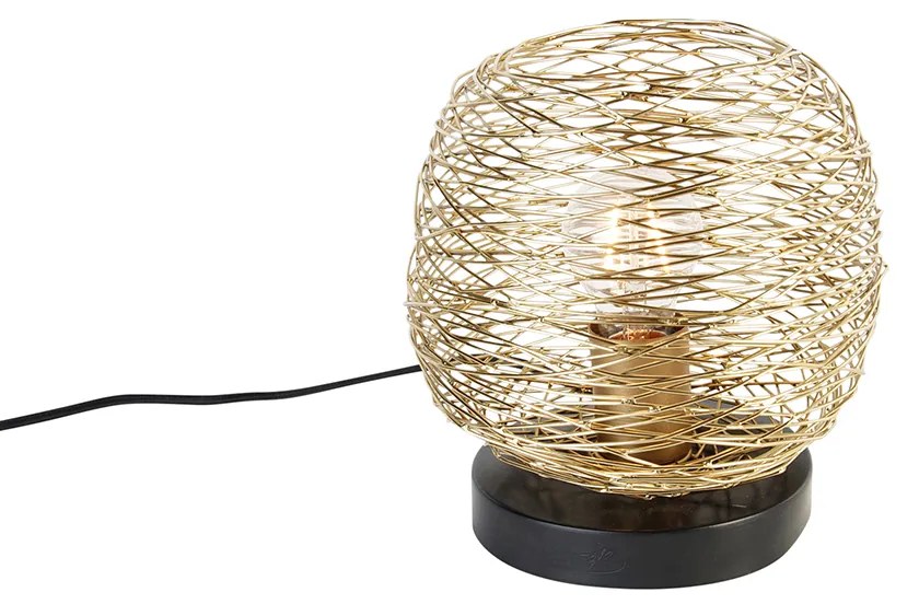 Designová stolní lampa zlatá s černou 20 cm - Sarella Biano.cz
