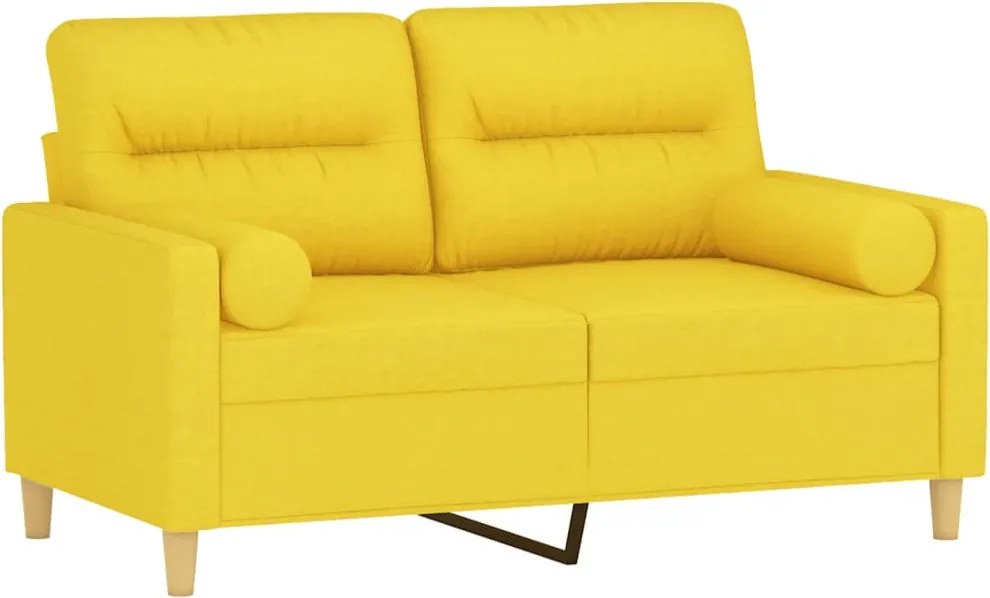 2místná pohovka s polštáři světle žlutá 120 cm textil 3200818