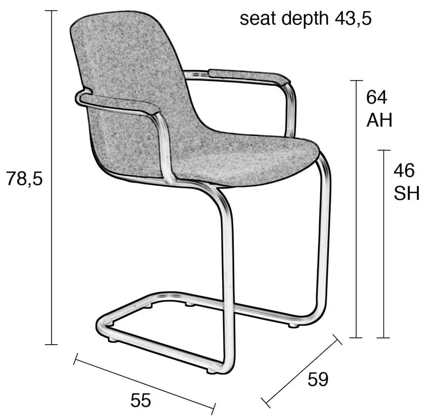 Světle růžové jídelní židle v sadě 2 ks Thirsty – Zuiver