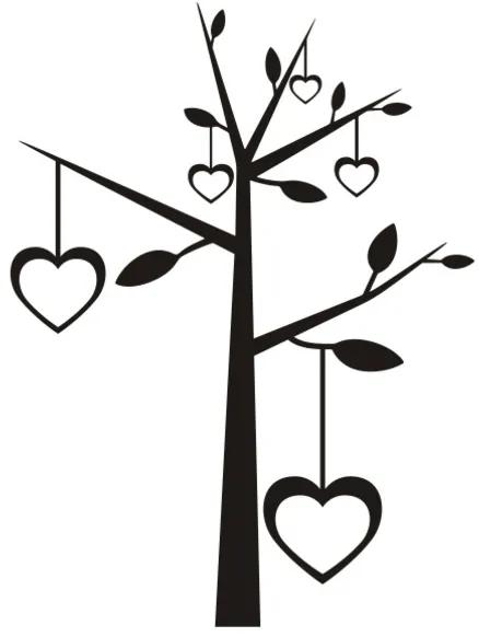 Samolepka na zeď Srdce na stromě, nálepka na stěnu (11640)