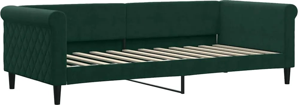 Válenda s přistýlkou a zásuvkami tmavě zelená 90 x 200 cm samet 3197821