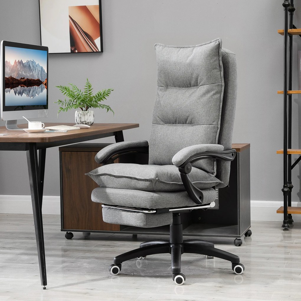 Ergonomická masážní kancelářská židle Vinsetto s výsuvnou podnožkou, výškově nastavitelná, černá pro pohodlí v kanceláři | Aosom.de