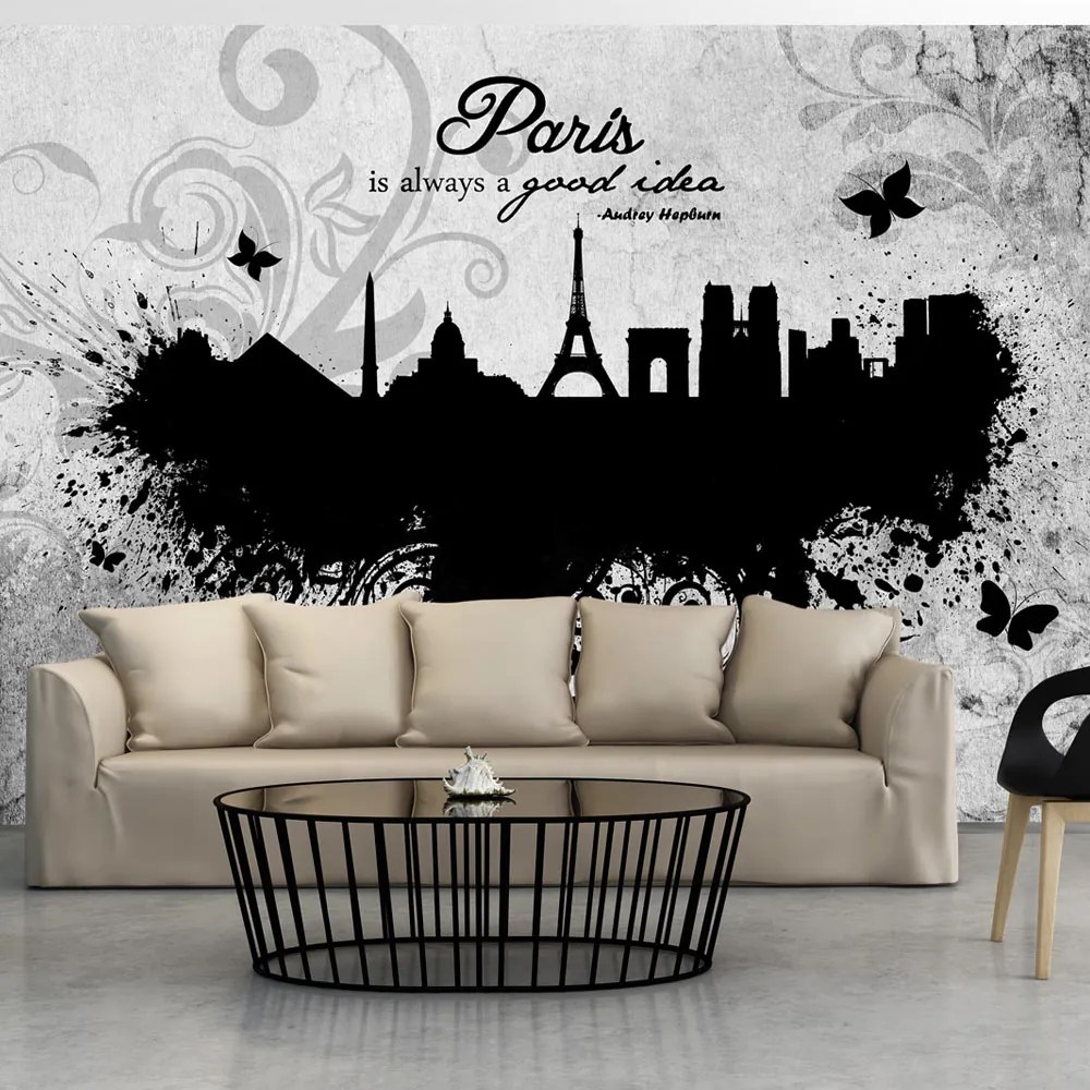 Fototapeta Bimago - Paris is always a good idea - black and white + lepidlo zdarma 200x140 cm