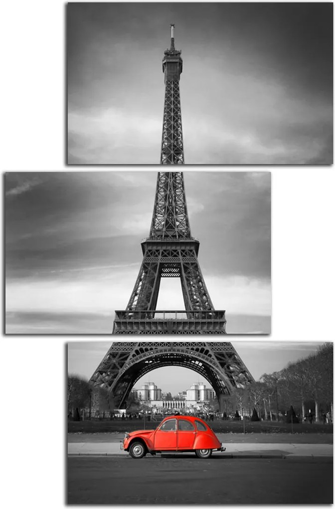 Obraz Eiffelovka a auto , vícedílný