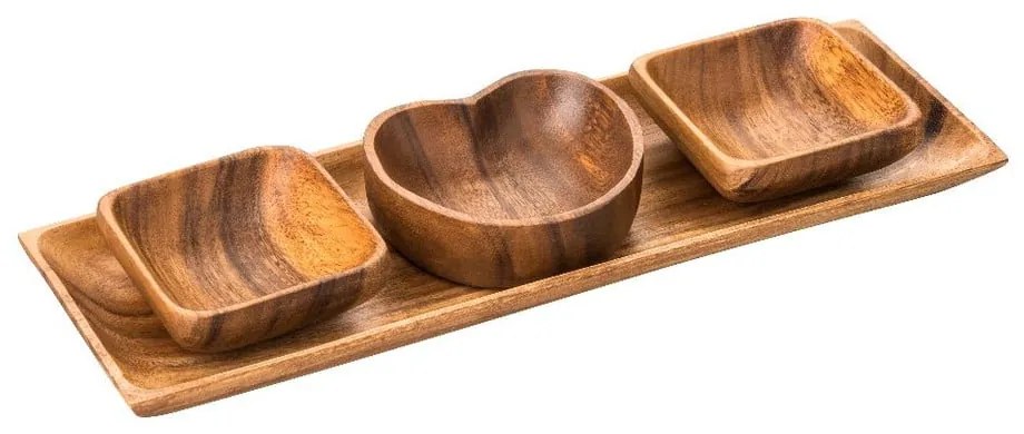 Hnědé dřevěné servírovací misky v sadě 4 ks Kora – Premier Housewares