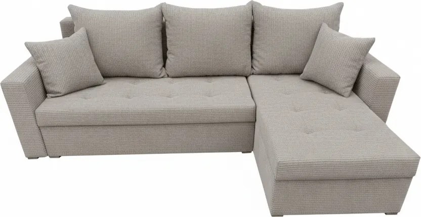 Rohová rozkládací sedací souprava do L LORENZA, 238 cm, s úložným prostorem Roh pohovky: Levý roh, Barva látky Sawana: Krémová (Sawana 01)