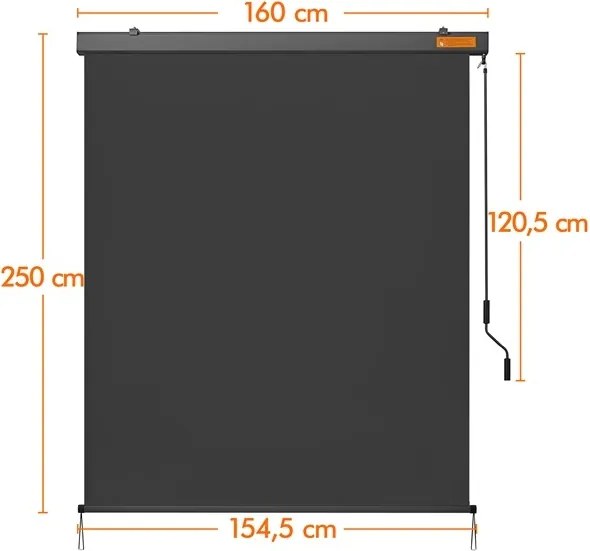 Markýza Yaheetech – tmavě šedá, 250 cm (délka) × 154,5 cm (šířka) (257325167646)