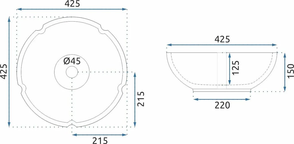 Rea Asanti, umyvadlo na desku 420x420x150 mm, vícebarevné, REA-U7506